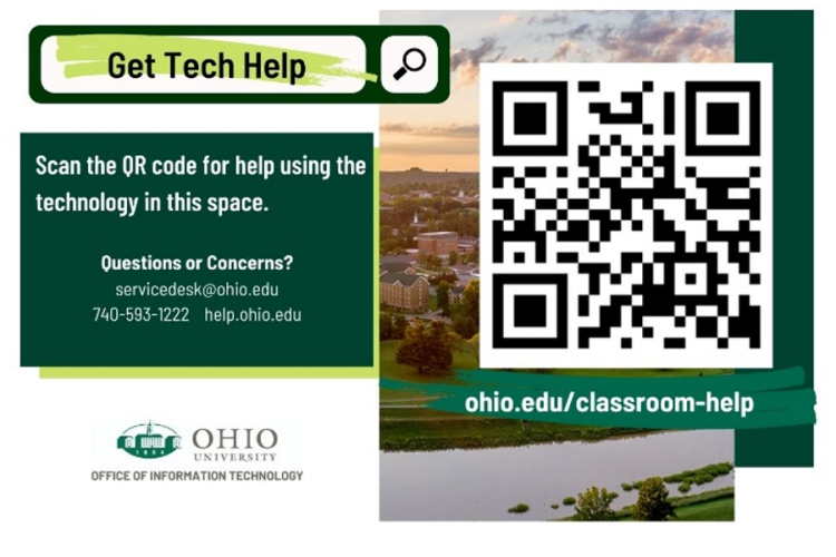 Get classroom tech help fast using OIT’s new QR code flyers